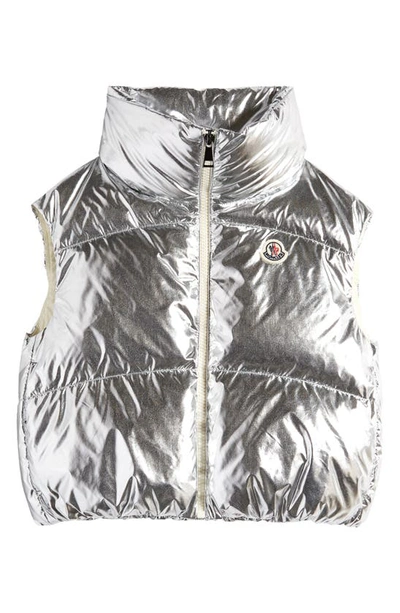 Moncler Kids' Blavet Mirror Coated Nylon Down Vest In Silver | ModeSens