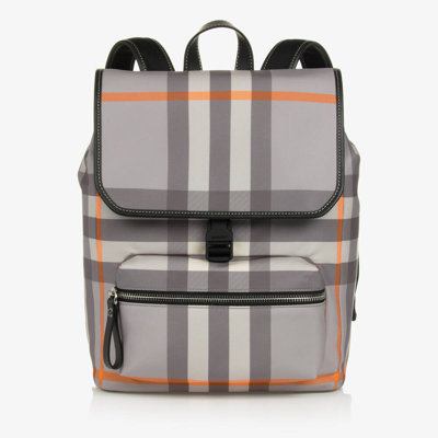 Burberry Kids' Checkered Logo-straps Backpack In Grey | ModeSens