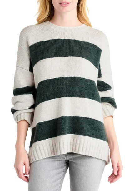 Splendid Ivy Stripe Crewneck Sweater In Balsam Stripe | ModeSens