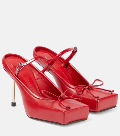 Jacquemus Les Chaussures Ballet Leather Mules In Red | ModeSens