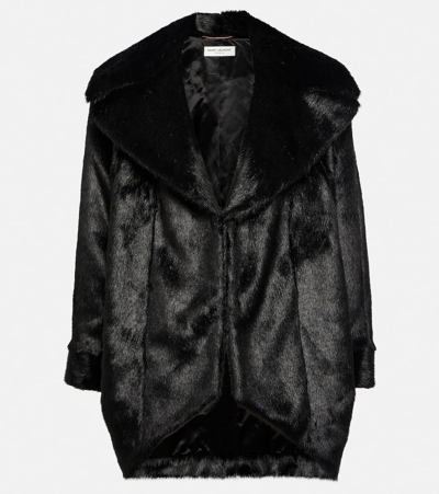 Saint Laurent Animal-free Fur Coat In Black | ModeSens