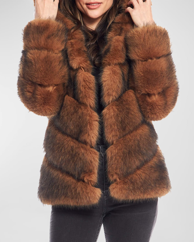 Fabulous Furs Chateau Oversize Chevron Faux Fur Coat In Cedar | ModeSens
