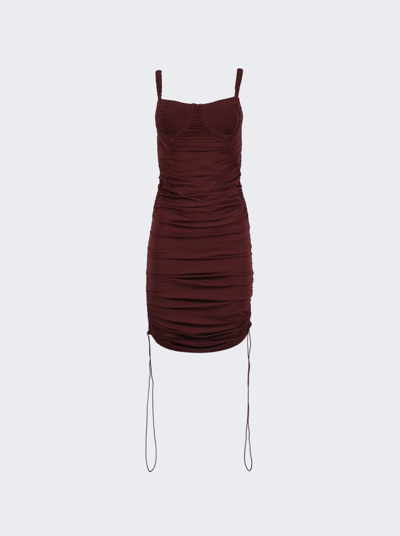 Dion Lee Smocked Doric Corset Dress Oxblood Red | ModeSens