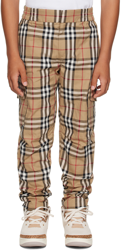Burberry Kids Beige Check Cargo Pants In Archive Beige Ip Chk | ModeSens