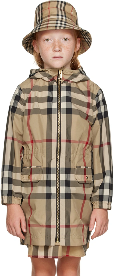 Burberry Kids Beige Check Coat In Archive Beige Ip Chk | ModeSens