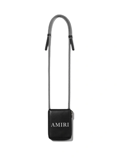 Amiri Logo Leather Crossbody Bag In Black | ModeSens