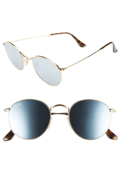 Ray Ban Icons 50mm Round Sunglasses In Gold/ Blue | ModeSens