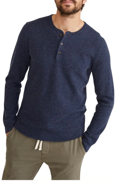 Marine Layer Waffle Merino Wool Blend Henley In Indigo | ModeSens