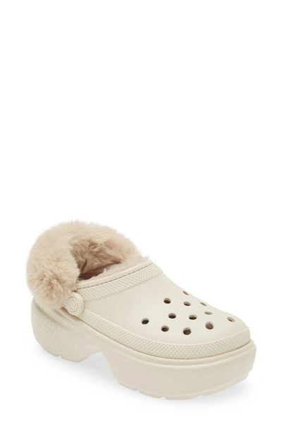 Crocs Gender Inclusive Stomp Faux Fur Platform Clog In Stucco | ModeSens