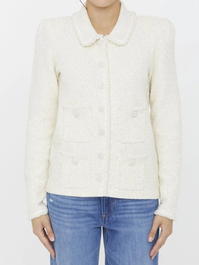 Self-portrait Boucle Jacket In Yellow | ModeSens