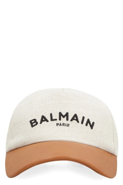 Balmain Embroidered Two-tone Baseball Cap In Marron | ModeSens
