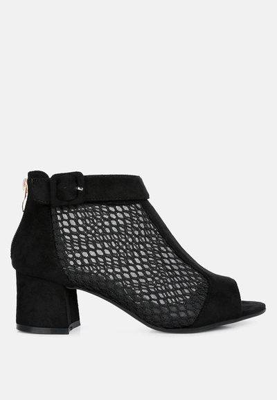 London Rag Pine Barrens Mesh Block Heeled Sandals In Black | ModeSens