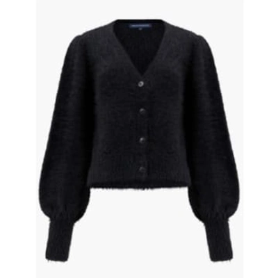 French Connection Meena Fluffy V Neck Cardigan In Black | ModeSens