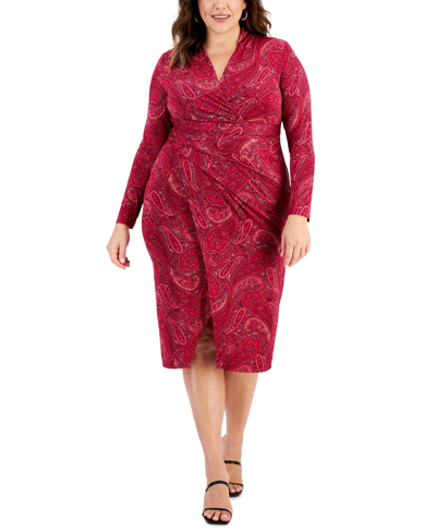 Rachel Rachel Roy Plus Size Floral-print Twist-front Dress In Berry ...