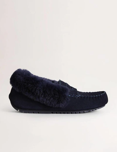 Boden Moccasin Slippers Navy Suede Women | ModeSens