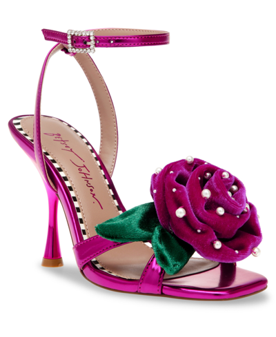 Betsey Johnson Women's Carlos Velvet Rosette With Imitation Pearl Heels ...