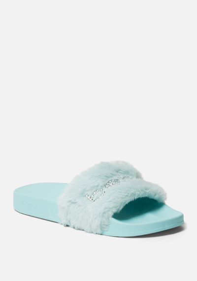 Bebe Furiosa Faux Fur Slides In Dusty Mint | ModeSens