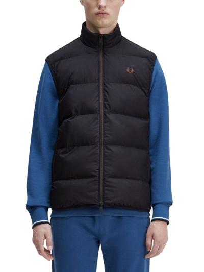 Fred Perry Down Vest With Logo In Black | ModeSens