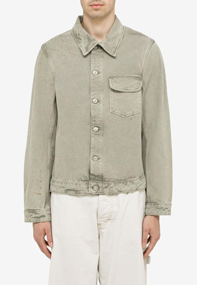 Our Legacy Flap-pocket Button-up Denim Jacket In Green | ModeSens