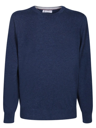 Brunello Cucinelli Cashmere Blue Sweater In Black | ModeSens