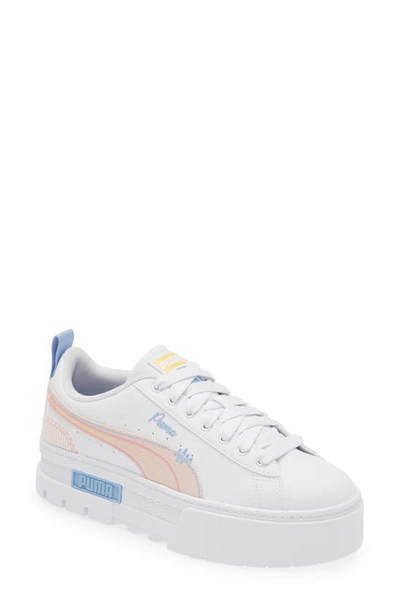 Puma Kids' Mayze Platform Sneaker In White-blissful Blue-peach | ModeSens