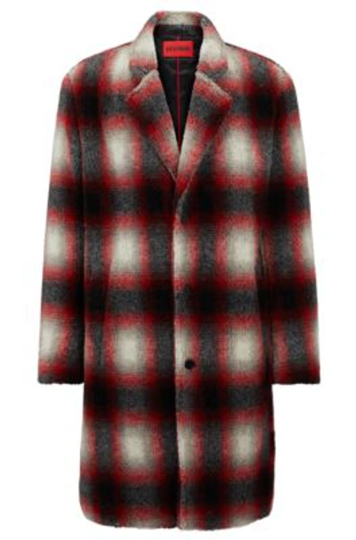 Hugo Regular-fit Coat In Checked Teddy With Smooth Lining In Patterned ...