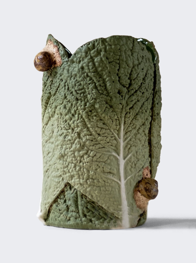 French Cliche Feuilles De Chou Escargot Vase In Green | ModeSens