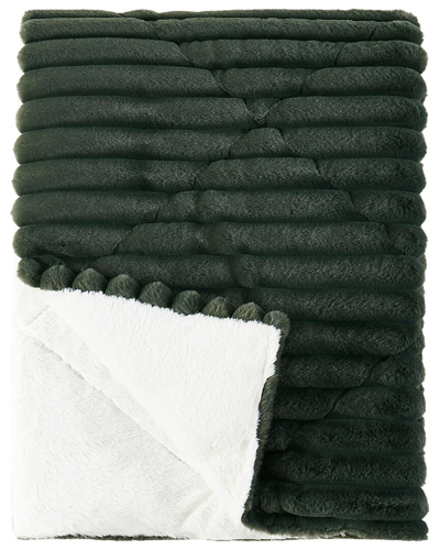 London Fog Textured Faux Fur Throw In Green | ModeSens