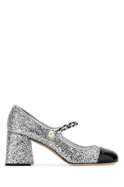 Miu Miu Strass Pumps Shoes In Silver | ModeSens