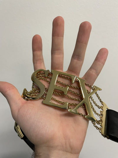 Pre Owned Dolce And Gabbana 2003 Iconic Love Sex Gold Leather Metallic