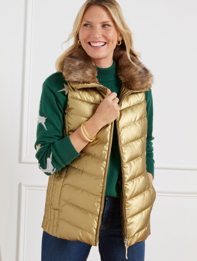 Talbots Metallic Puffer Vest - Gold Shimmer - 3x | ModeSens