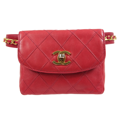 Pre-owned Chanel 1980s Cosmoline Belt Bag Red Lambskin #80 - In Default ...