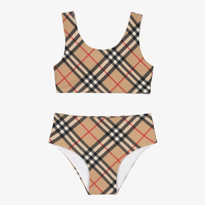 Burberry Girls Beige Vintage Check Bikini | ModeSens
