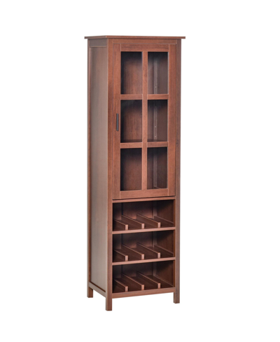 Homcom Wine Cabinet Bar Display Cupboard W/ Glass Door And 3 Cubbies ...