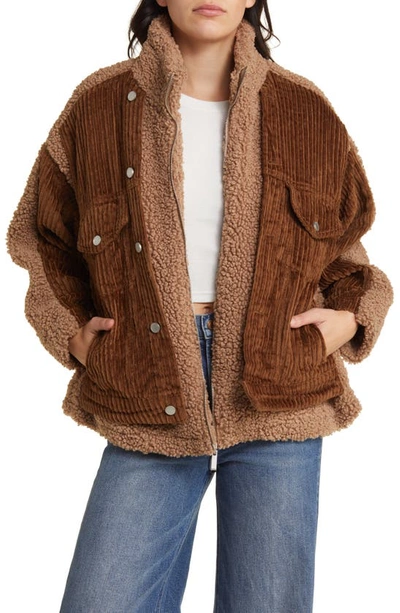Blanknyc Fuzzy Wuzzy Corduroy Sherpa Mix Trucker Jacket In Sugar Plum ...