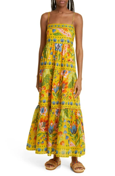 Farm Rio Graphic-print Panelled Maxi Dress In Yellow | ModeSens