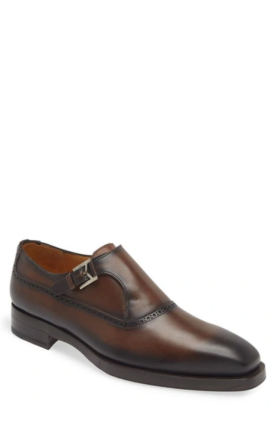 Mezlan Patina Monk Strap Shoe In Mocha | ModeSens