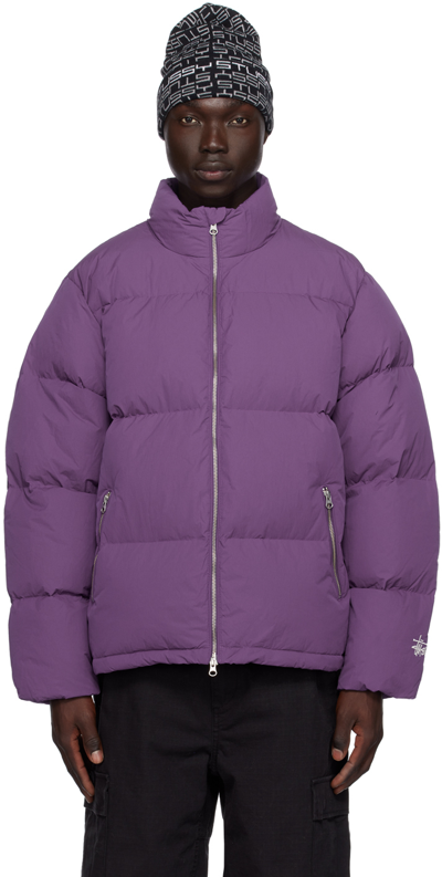Stussy Logo-embroidered Puffer Jacket In Purple | ModeSens
