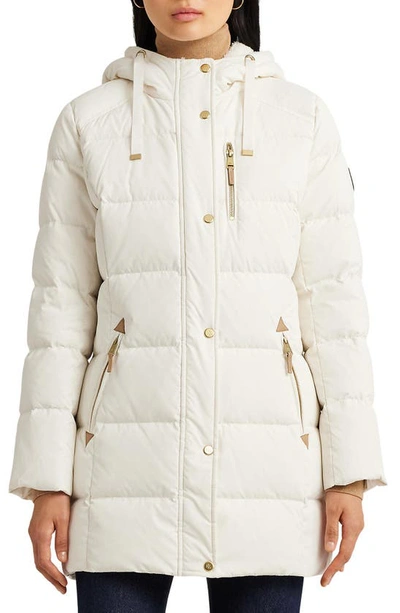 Ralph Lauren Hooded Down & Feather Puffer Coat In Cream | ModeSens