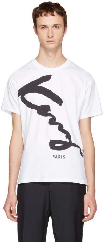 Kenzo Cursive Logo Graphic T-shirt In White | ModeSens