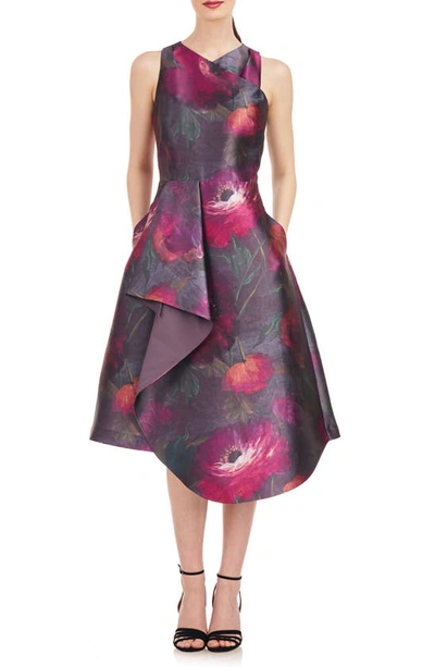 Kay Unger Women's Jessie Poppy Mikado Ruffled Midi-dress In Burgundy ...