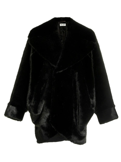 Saint Laurent Oversize Faux Coat Fur Black | ModeSens