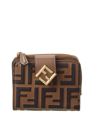 Fendi Ff Diamonds Leather Wallet In Brown | ModeSens