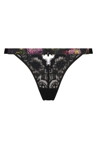 Hunkemoller Hunkemöller Amelie Lace & Mesh G-string Thong In Caviar ...
