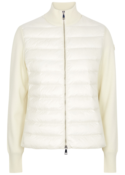 Moncler Quilted Shell And Wool Jacket In Ivory | ModeSens