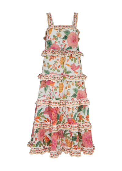 Farm Rio Macaw Bloom Floral Print Cotton Midi Dress, Dress, Loose In ...