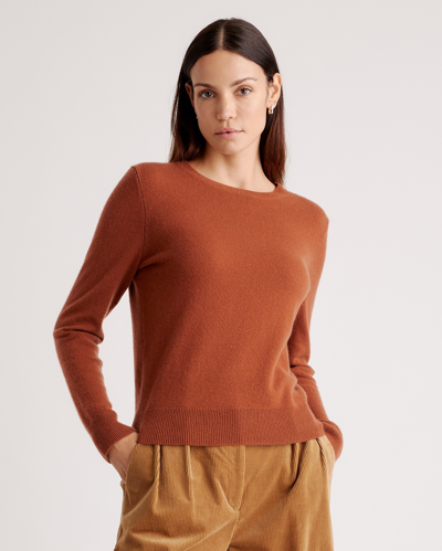 Quince Women's Mongolian Cashmere Crewneck Sweater In Chestnut | ModeSens