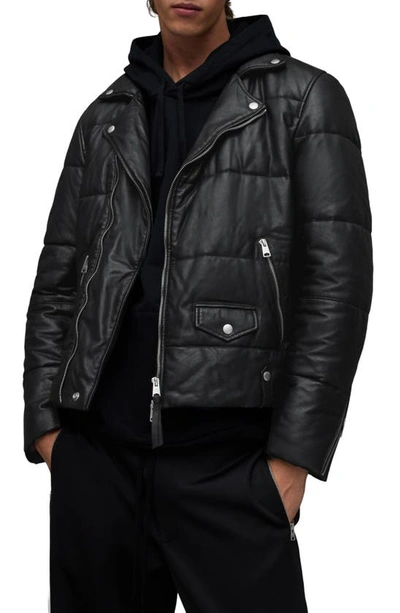 Allsaints Ryder Quilted Puffer Leather Biker Jacket In Black | ModeSens