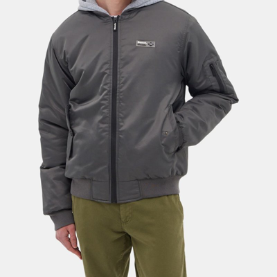 Bench Dna Men's Bomper Fleece Hood Bomber Jacket In Grey | ModeSens