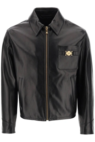 Versace Medusa Leather Jacket In Black | ModeSens